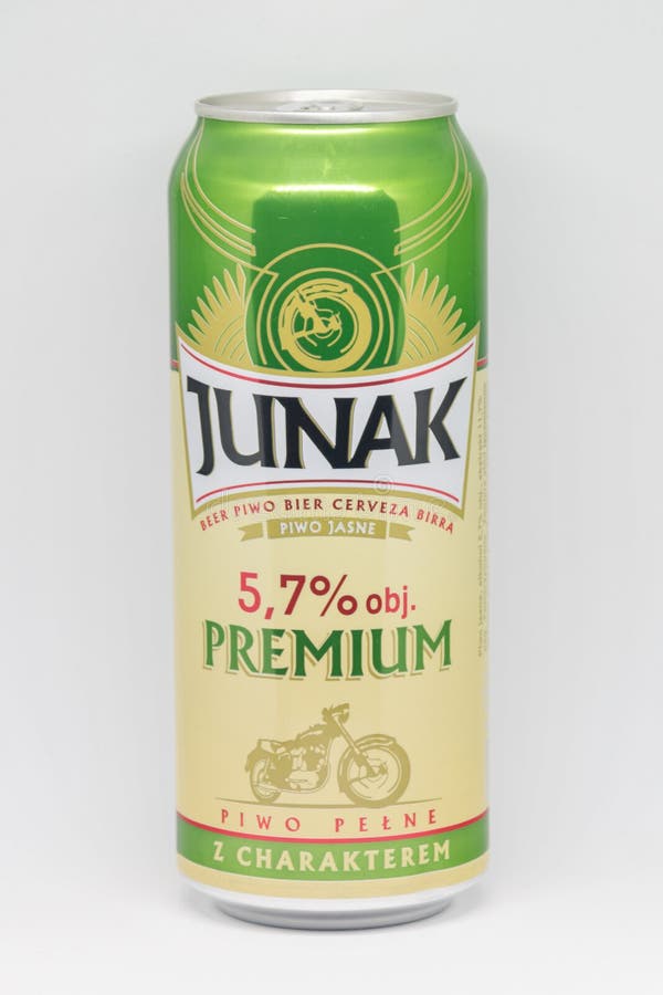 Can of Junak Premium beer editorial photo. Image of brewery - 166333961