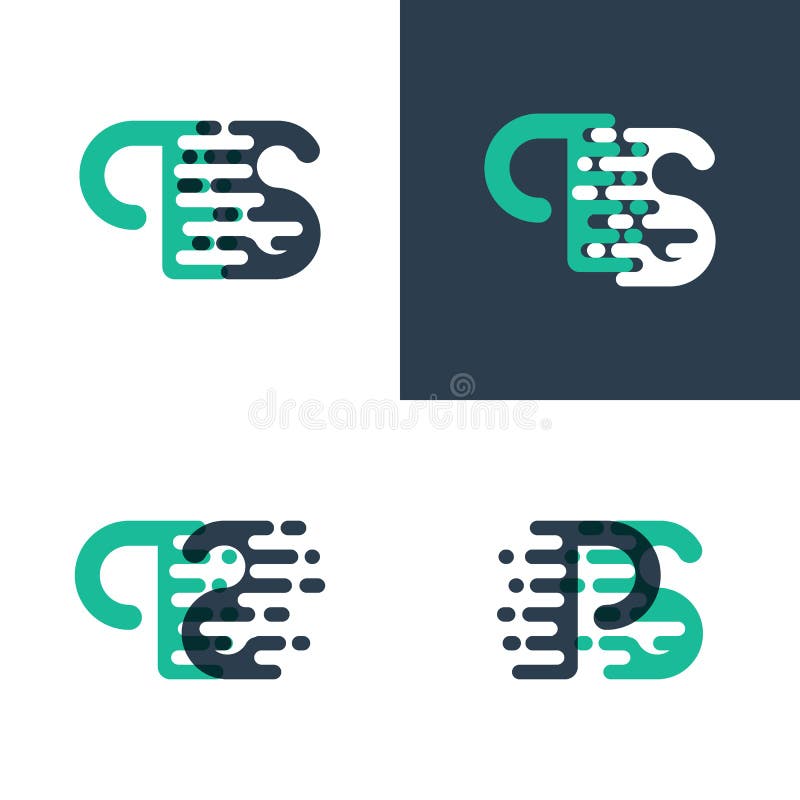 PS Letters Logo with Accent Speed in Green and Dark Blue Stock Vector ...