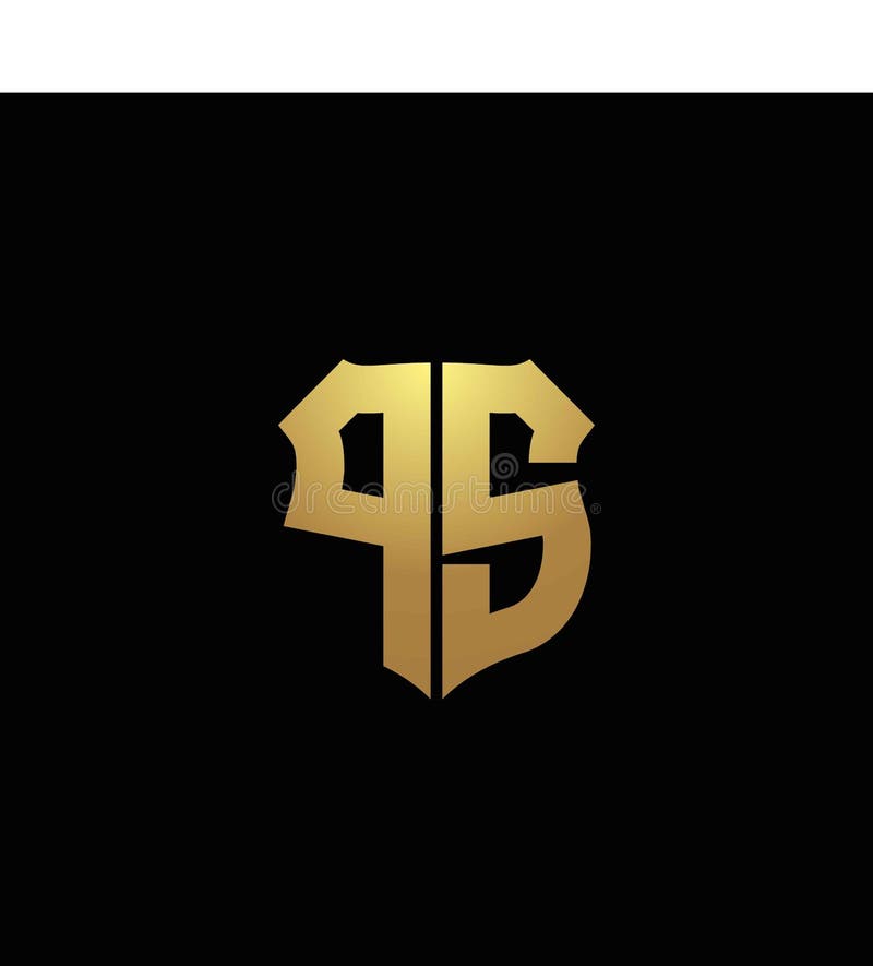 PS Logo Monogram with Gold Colors and Shield Shape Design Template ...