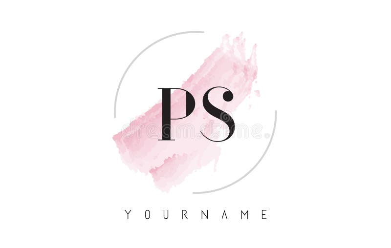 Ps P S Watercolor Letter Logo Design With Circular Brush Pattern Stock Vector Illustration Of