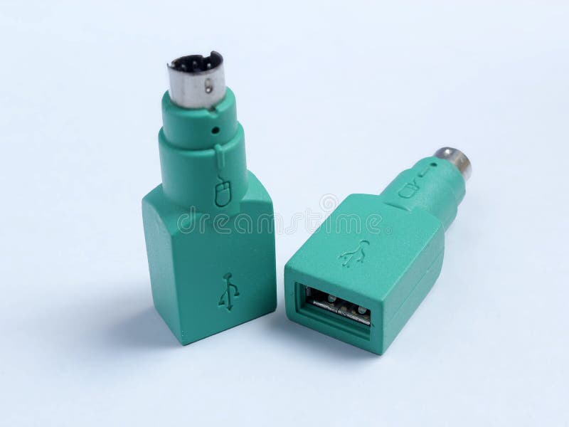 PS2 USB Mouse Adapter, Mouse Connector on White Background Closeup View ...