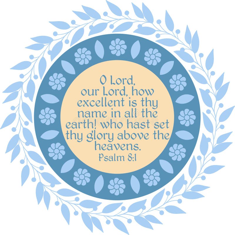 Psalm 8:1 Colored Decorative Biblical Verse Stock Vector - Illustration ...