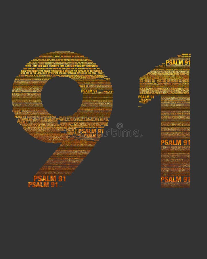 Psalm 91 Typography Bible stock illustration. Illustration of festive ...