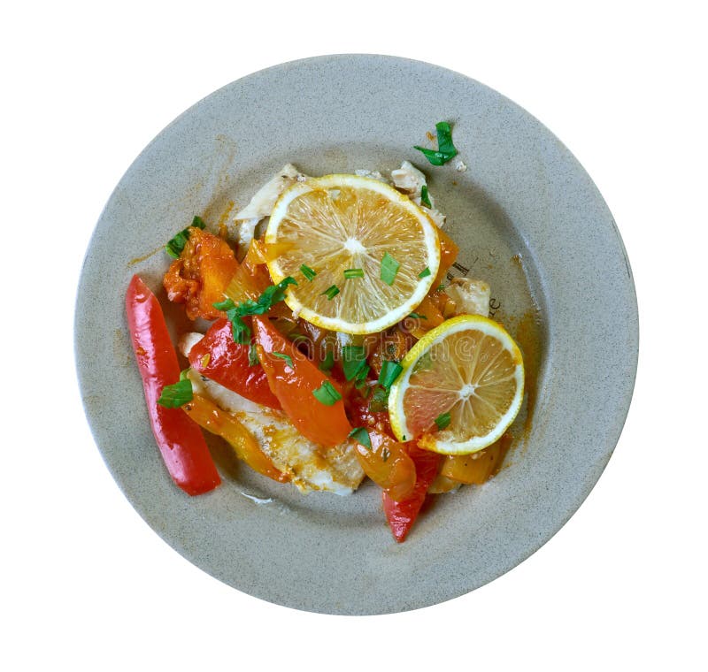 Psari Plaki stock photo. Image of potatoes, cypriot, haddock - 83276704