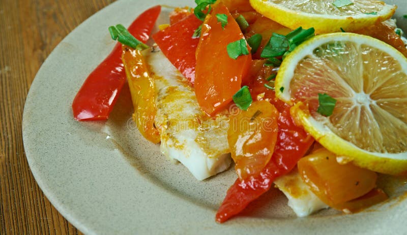 Psari Plaki stock photo. Image of meal, delicious, view - 83540432