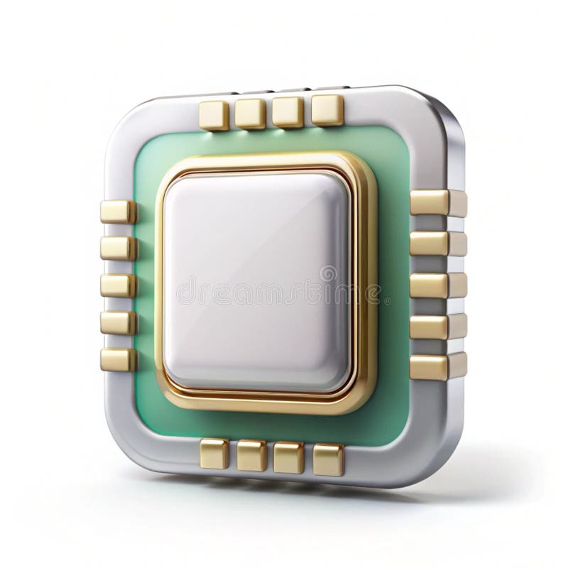 PSD 3D AI microchip icon stock illustration. Illustration of concept ...