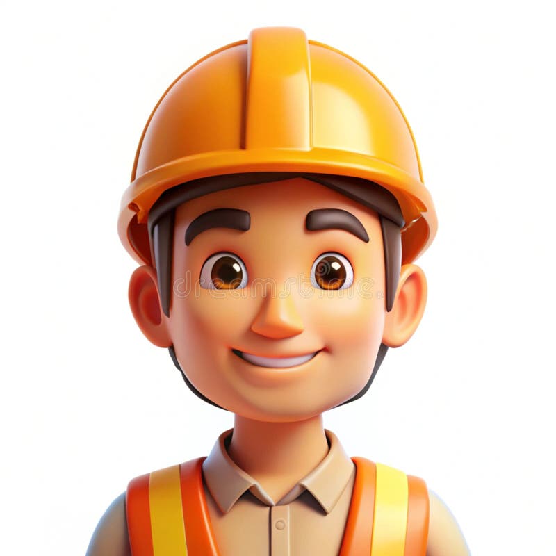 PSD 3D Male Construction Worker Cartoon Avatar Stock Illustration ...