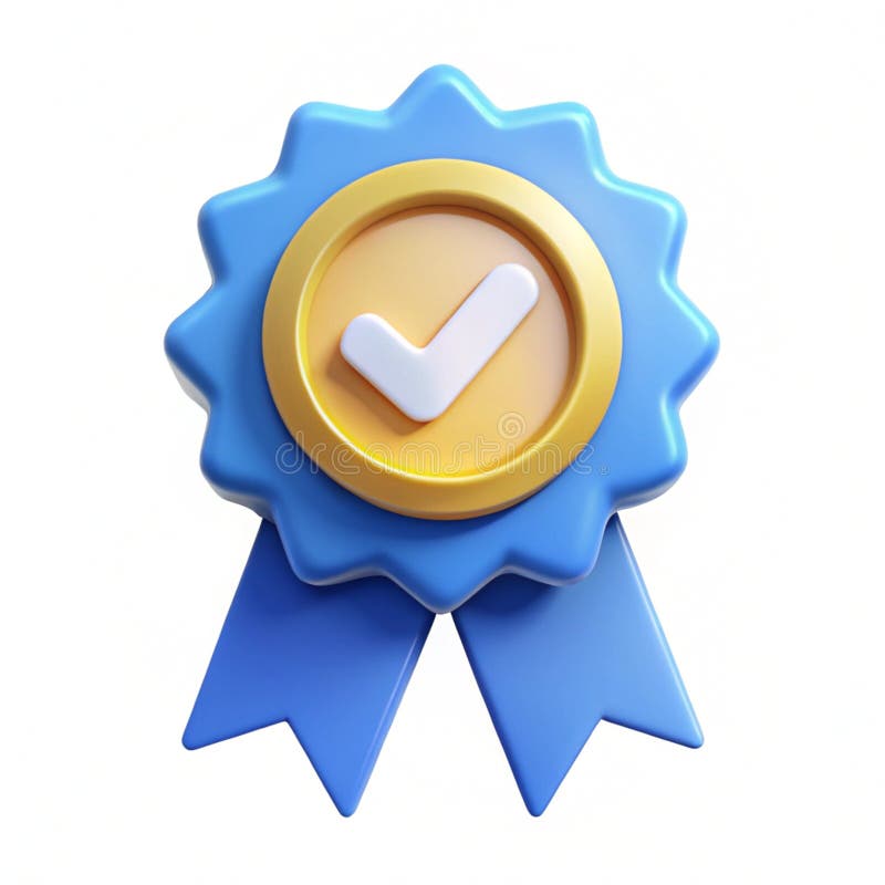 PSD 3D Rendering Quality Badge Icon on White Background Stock ...