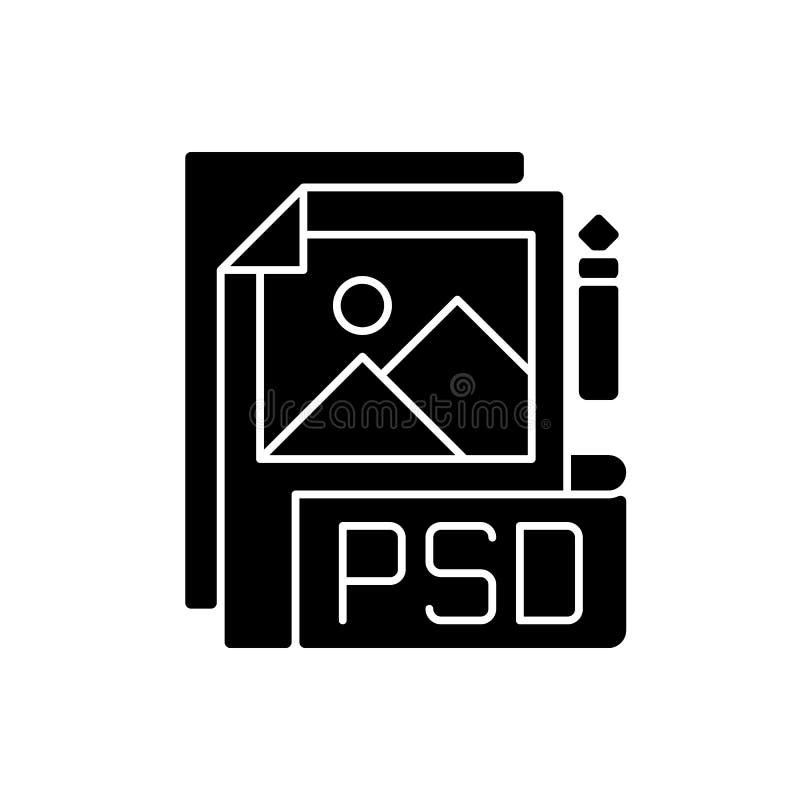 PSD file black glyph icon stock vector. Illustration of logo - 197247594
