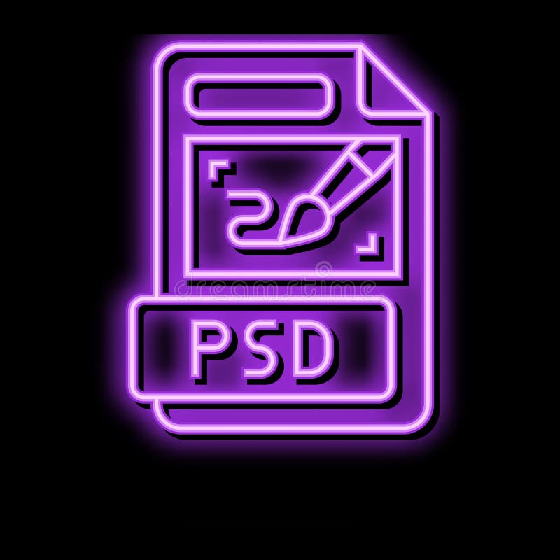 Psd File Format Document Neon Glow Icon Illustration Stock Vector ...