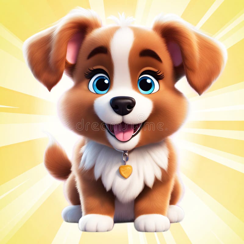 Happy Red Fluffy Brown Puppy Stock Illustration - Illustration of ...