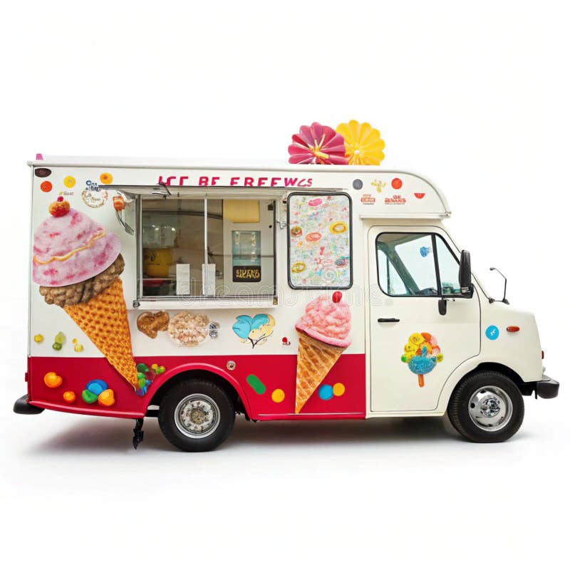 PSD Ice Cream Car on Transparent Background Stock Illustration ...