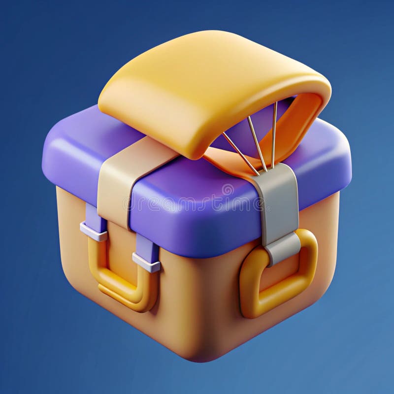 PSD Parachute Box Delivery Online Shopping Delivery 3D Icon Set Stock ...