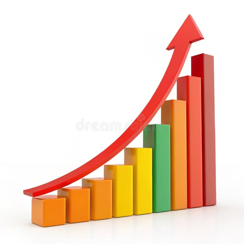 Rising Bar Chart with Growth Indicators, Gears, and Human Symbol ...