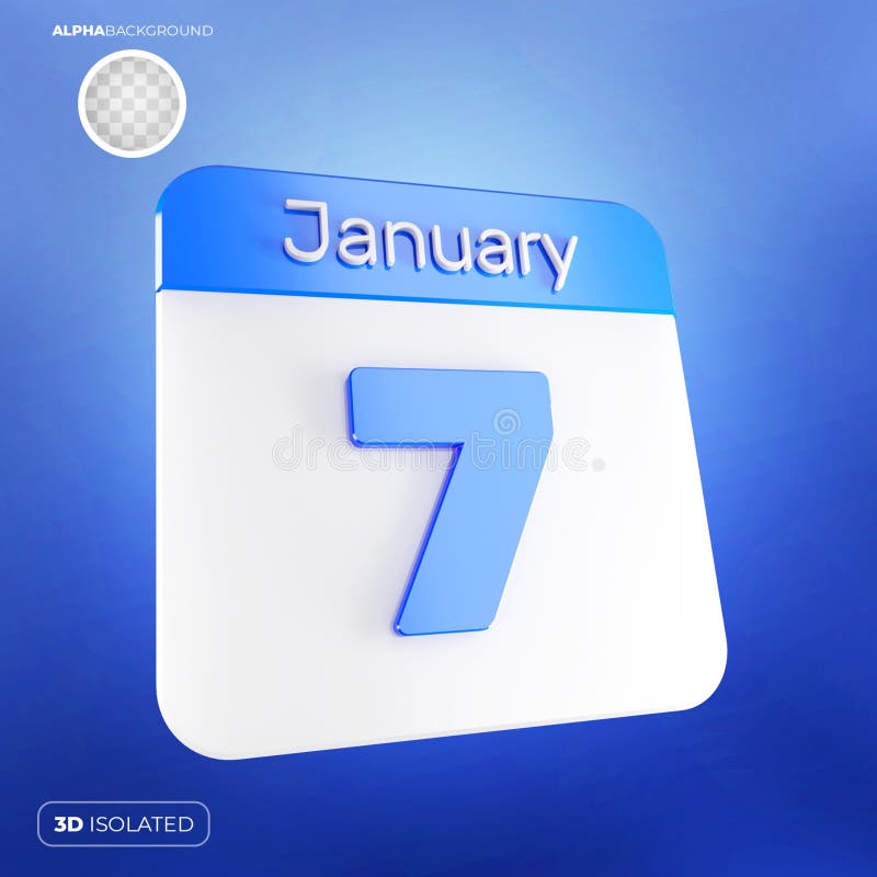 Calendar 7 January 3d Premium Psd Stock Vector - Illustration of label ...