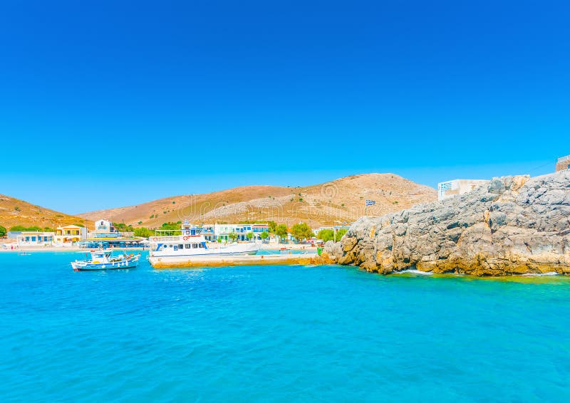 In Pserimos Island in Greece Stock Photo - Image of mountain, harbor ...