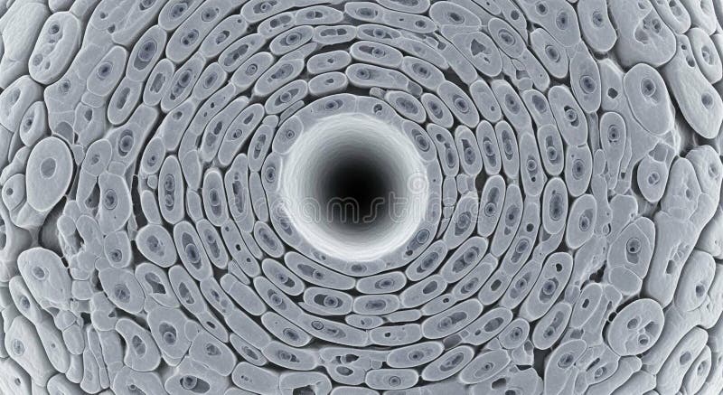 A Detailed Microscopic View of Compact Bone Tissue, Highlighting Its ...