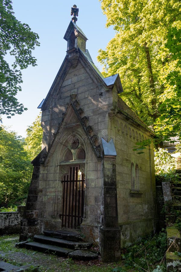 Pseudo-Gothic Chapel with a Tomb in the Defunct Cemetery Stock Image ...