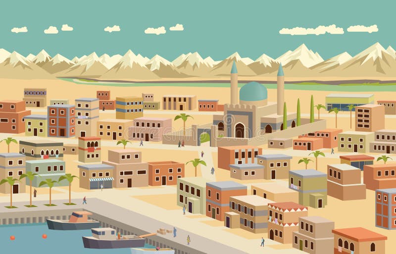 Pseudo Isometric 3D Panorama of the Beautiful Seaside Panorama of ...