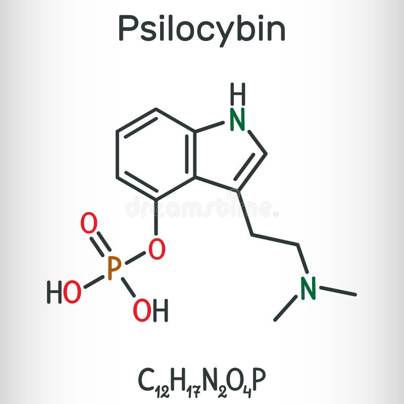 Psilocybin Alkaloid Molecule. it is Naturally Psychedelic Prodrug ...