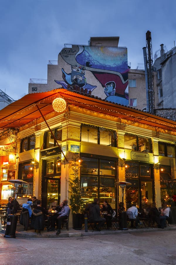 Psirri in Athen redaktionelles stockfotografie. Bild von mittelmeer ...