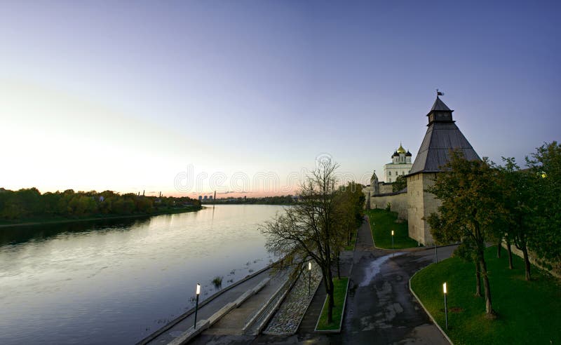 Pskov Kremlin stock photo. Image of object, kremlin, night - 86429258