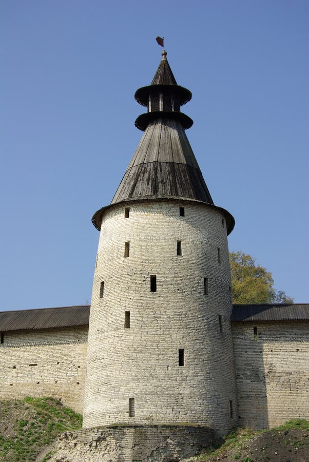 Pskov. Kremlin Wall and Tower Stock Image - Image of citadel, strength ...