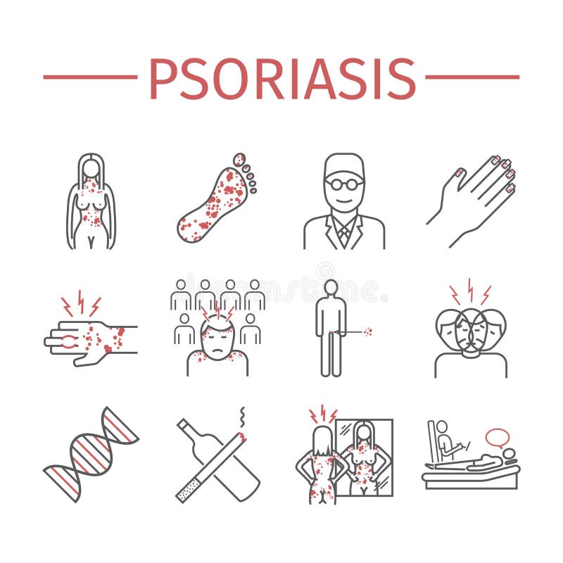 Psoriasis. Line icons set. stock vector. Illustration of line - 89377777