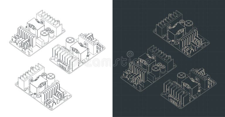 PSU board Blueprints stock vector. Illustration of system - 229173167
