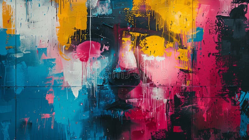 Psychedelic Abstract Mural on Urban Loft Wall with Neon Accents Creates ...