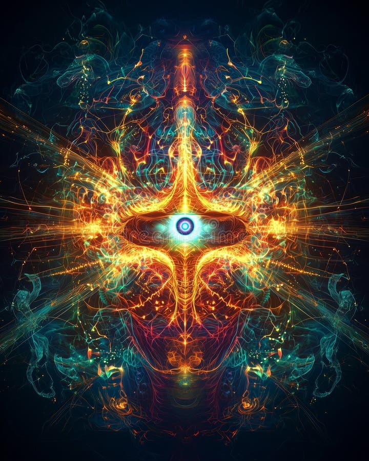 Psychedelic Rainbow Vortex with Layered Paper Forms and Flowing ...