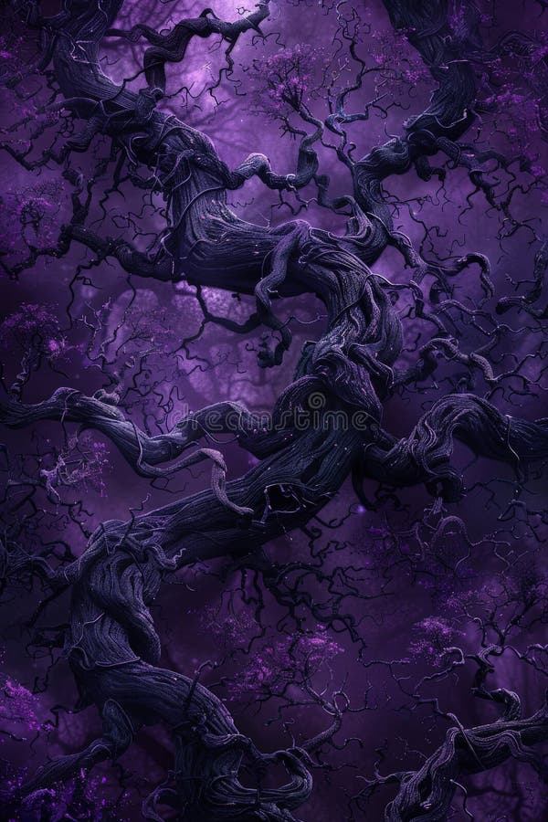 Purple and Black Background with Tree in the Middle Stock Illustration ...