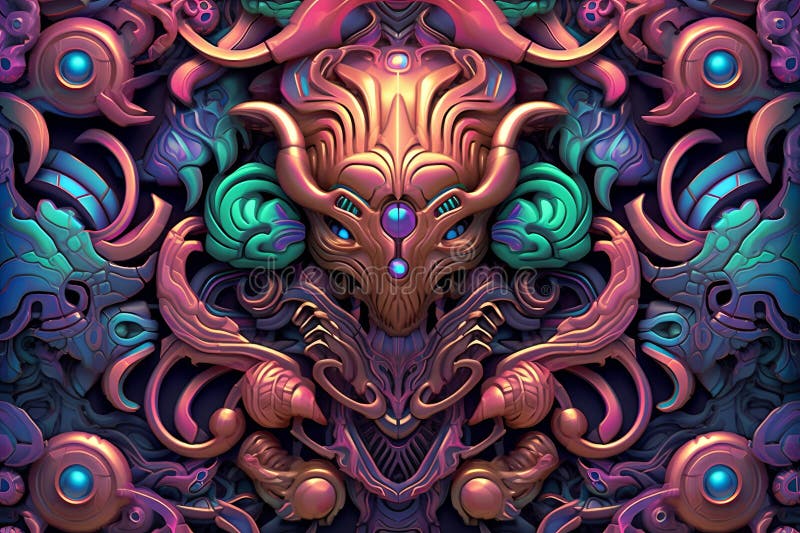 A Psychedelic Art Piece with a Lot of Different Designs on it Stock ...
