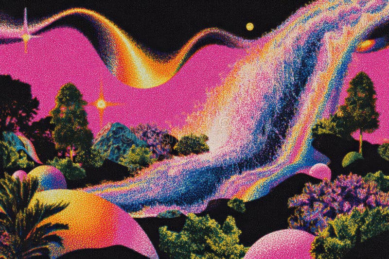 Psychedelic Art Poster with Distorted Patterns and Liquid Gradients ...