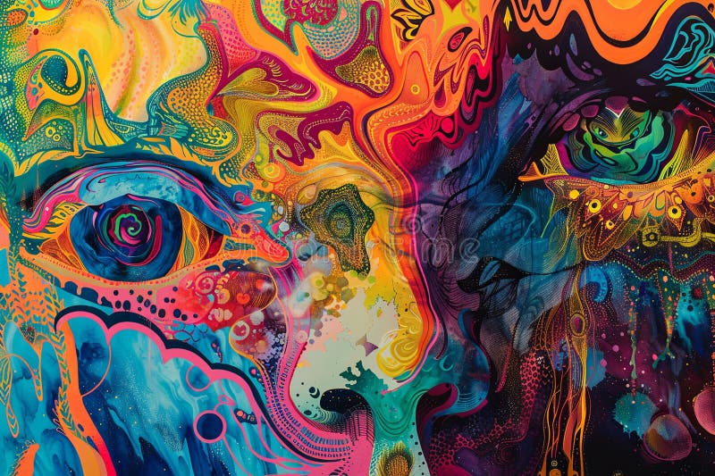 Psychedelic Artwork Featuring a Kaleidoscope of Colors and Abstract ...