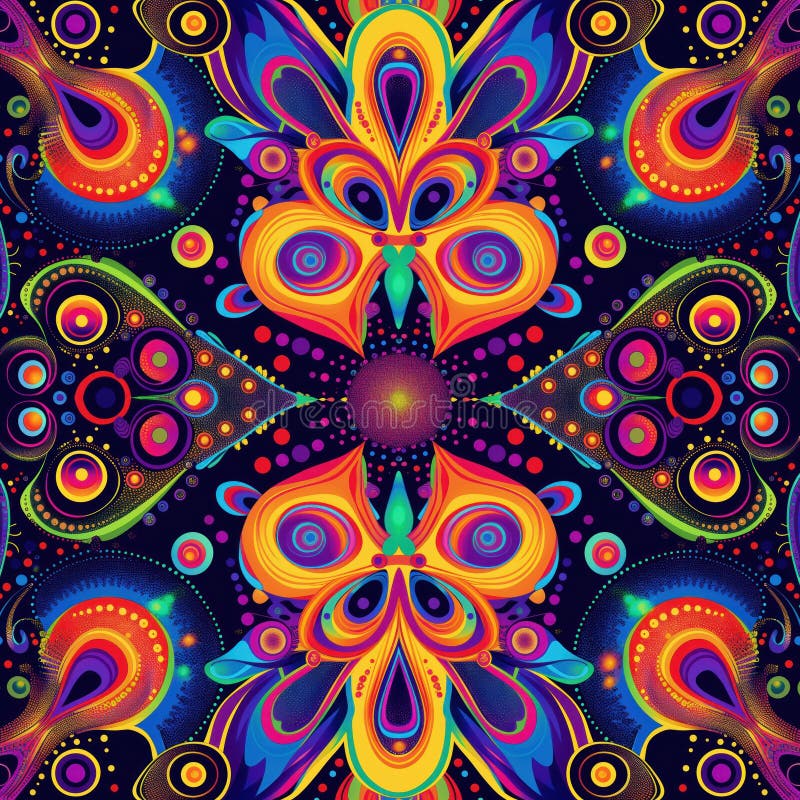 Psychedelic Background Pattern with Vibrant Colors, Shapes and Details ...