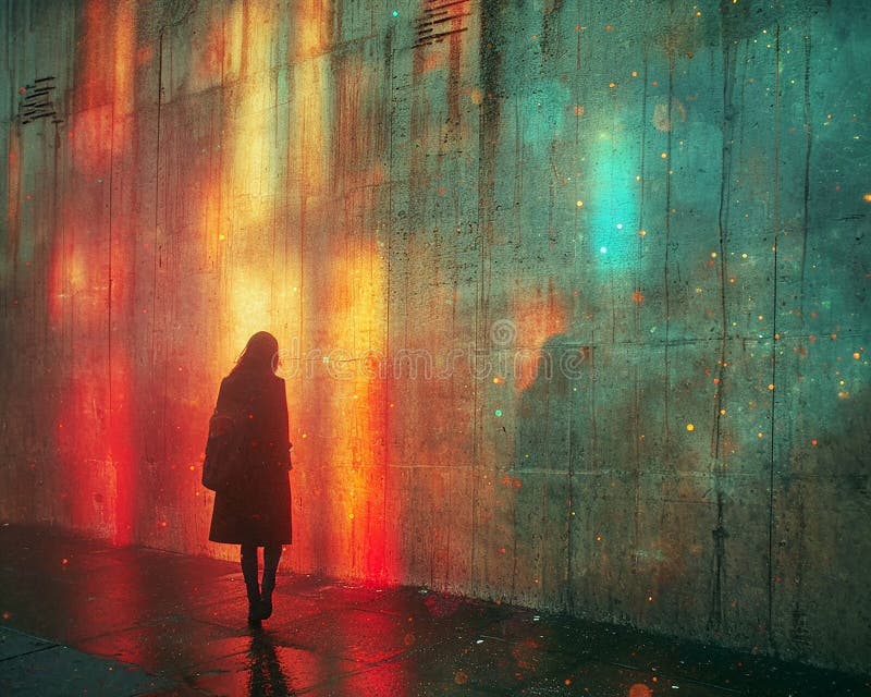 Psychedelic Background with a Silhouette of a Man Stock Illustration ...