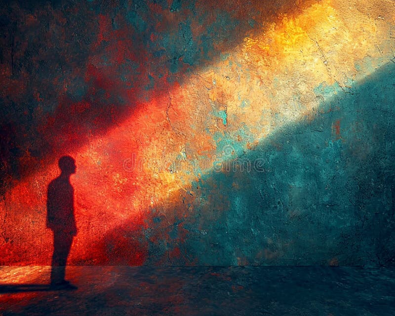 Psychedelic Background with a Silhouette of a Man Stock Illustration ...