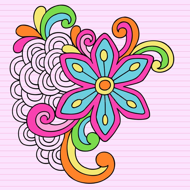 Psychedelic Big Flower Notebook Doodle Vector Stock Vector ...