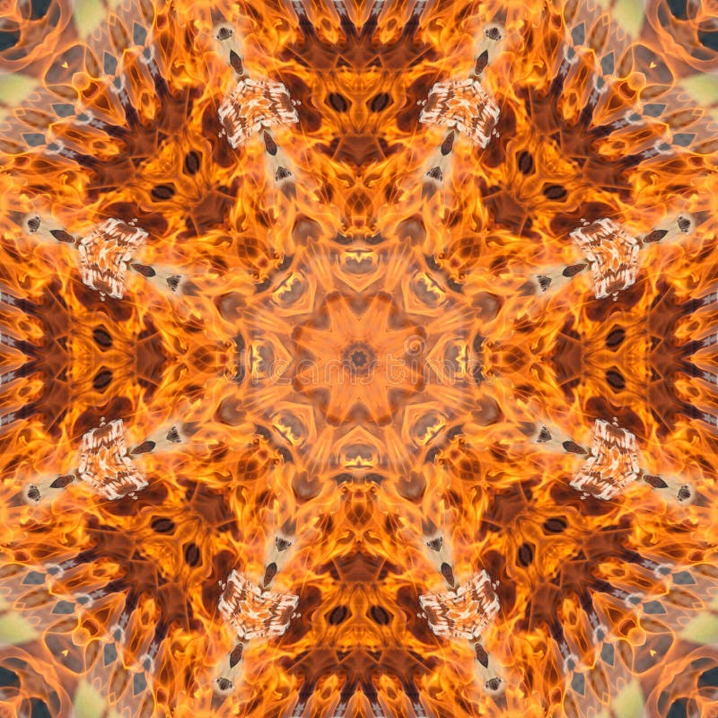 Psychedelic Fire Fractal Mandala Gradient Bright Red, Orange, Yellow ...