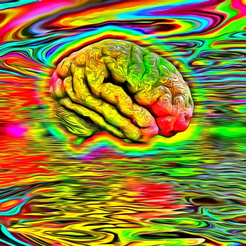 Psychedelic Brain Marijuana Stock Illustration - Illustration of hash ...