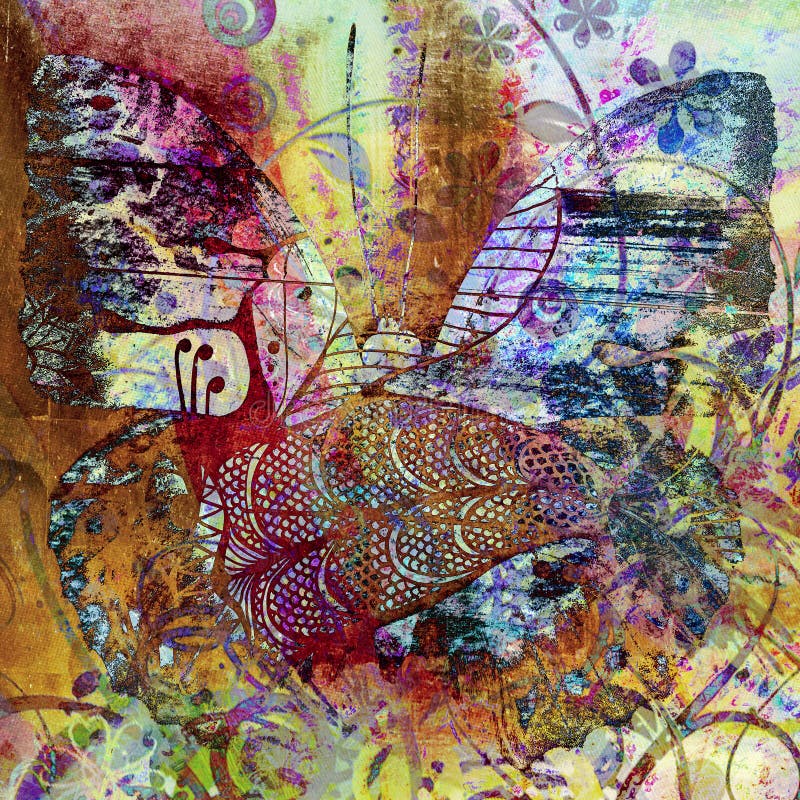 Psychedelic Butterfly Texture Background Stock Illustration ...