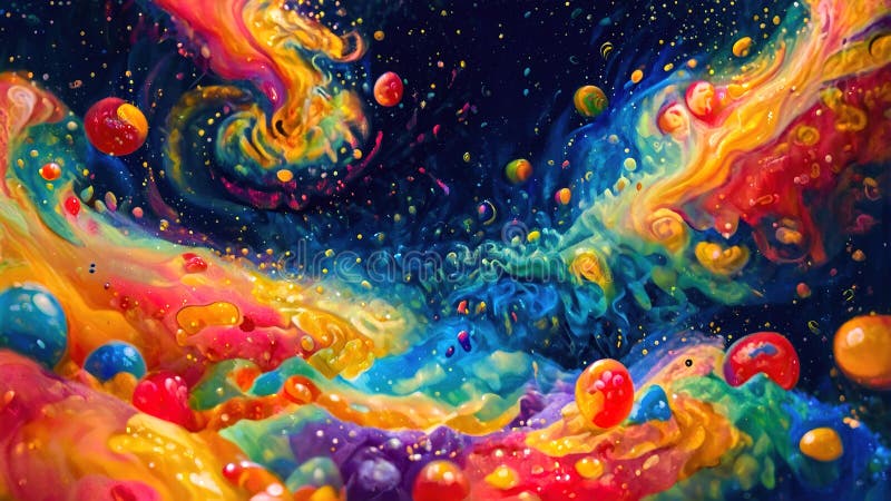Psychedelic Candy Fluids Hovering in Space Stock Illustration ...