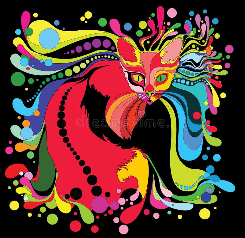 Psychedelic Hipster Cat Wallpaper