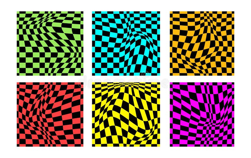 Psychedelic Checkerboard Pattern Stock Illustration - Illustration of ...