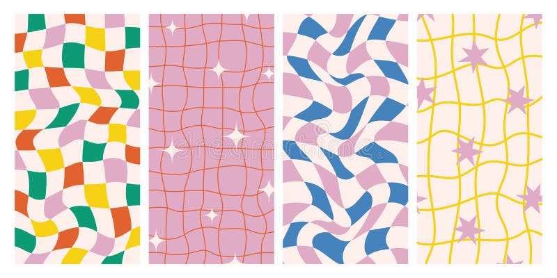 Psychedelic Checkerboard Vertical Patterns with Groovy Energy. Warped ...