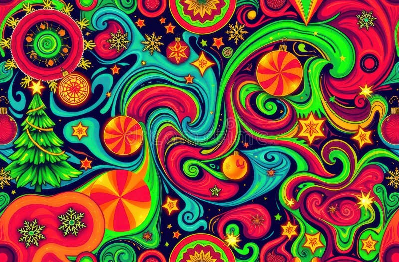 Psychedelic Christmas Decoration Wallpaper at 2-11-2024 Stock ...