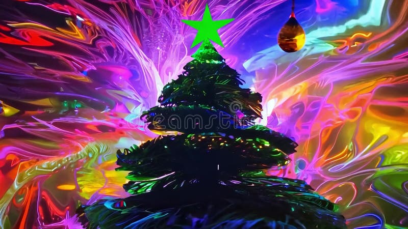 Psychedelic Christmas Tree Morphing and Changing Stock Footage - Video ...