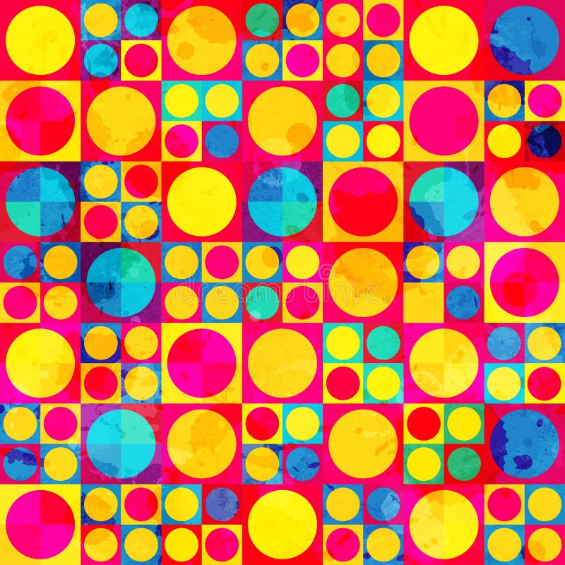 Psychedelic Circle Seamless Pattern with Grunge Effect Stock Vector ...