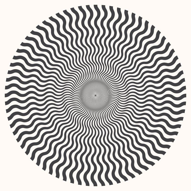 Psychedelic Circle with Waving Lines As Icon or Logo, Tattoo Stock ...
